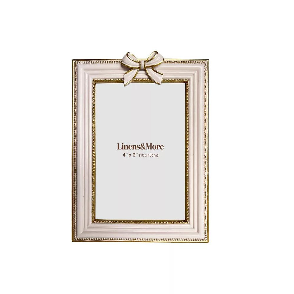 Buy Pink & Gold Ribbon Photo Frame 4 x 6? by Linens and More ...