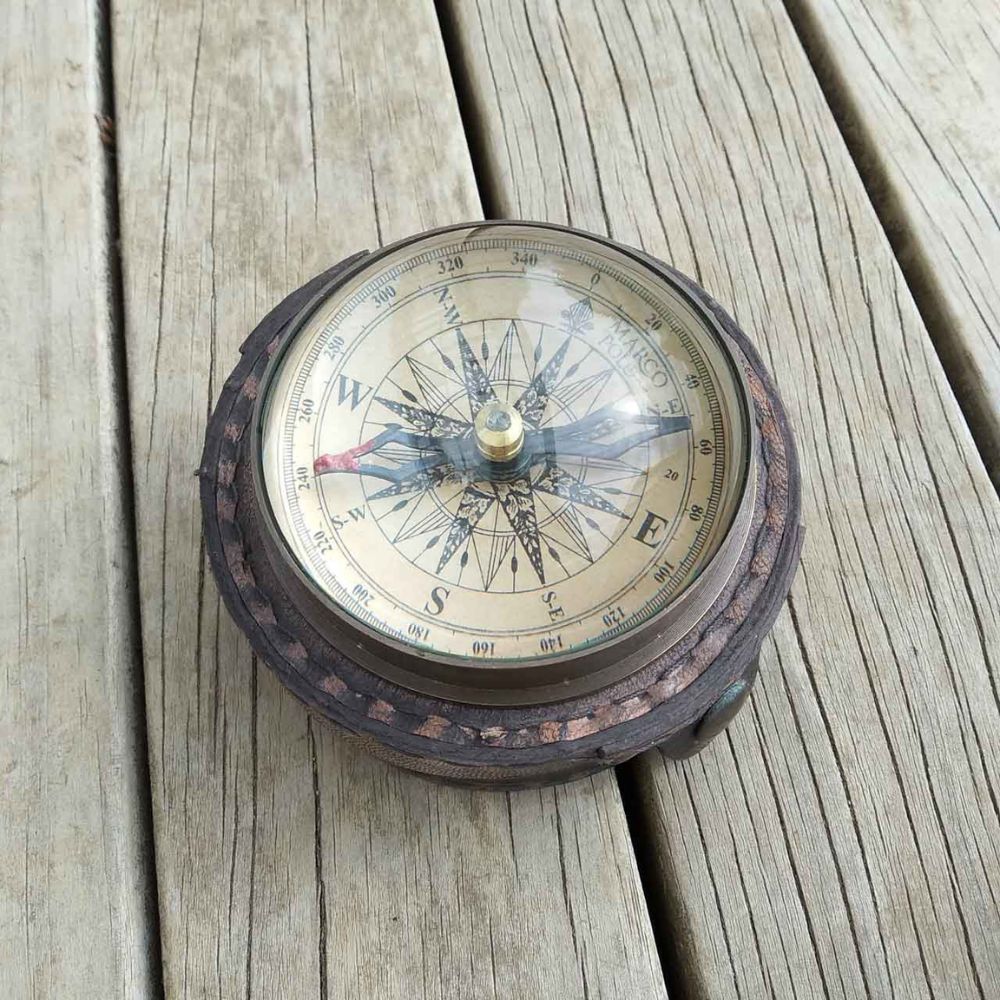 Buy Brass Compass in a Leather Case by Backyard | Commercial Supplies ...