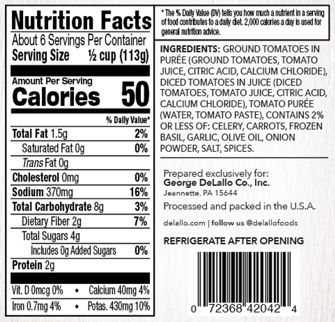 Tomato Basil Sauce | DeLallo Tomato Basil Sauce | DeLallo