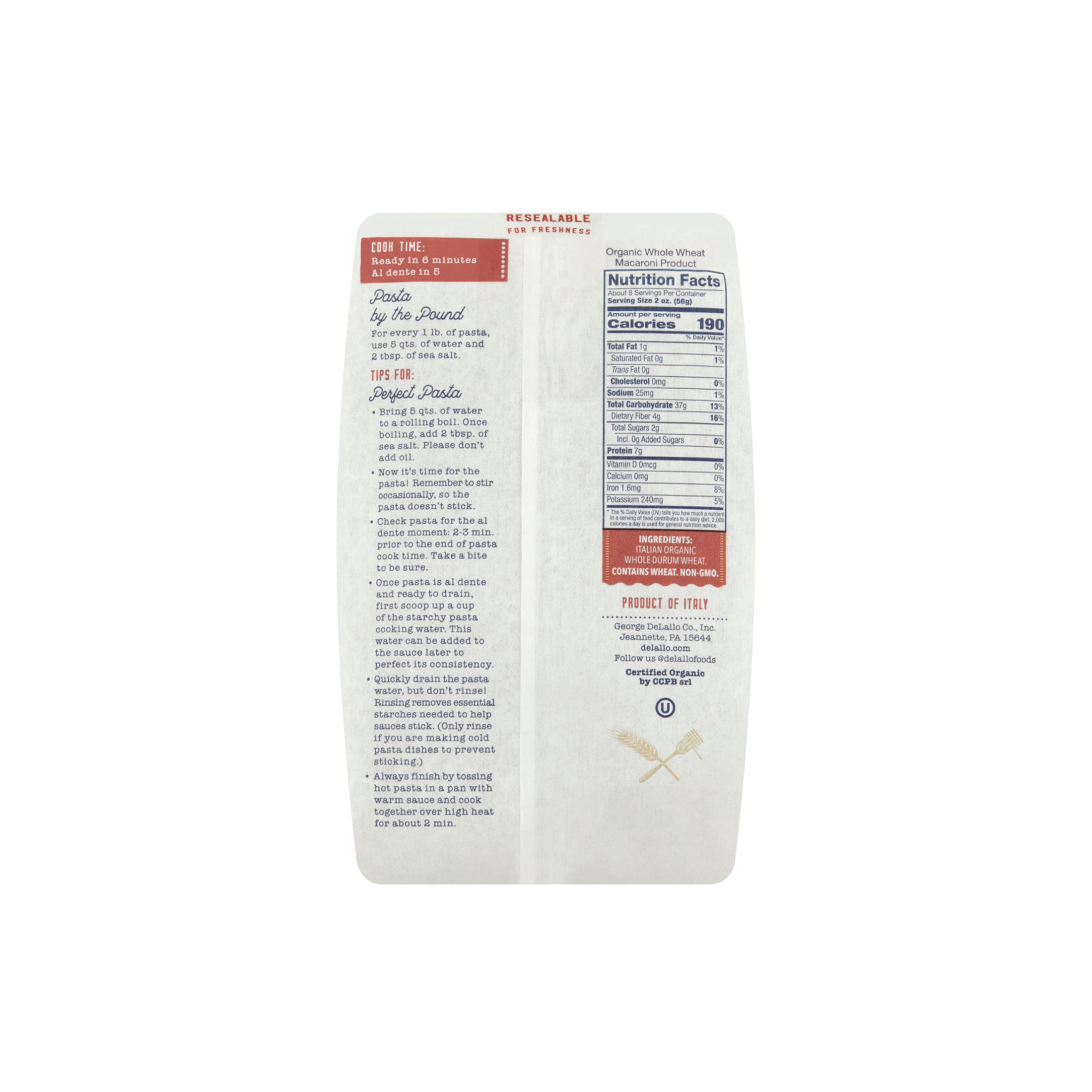 Barilla Whole Grain Elbow Macaroni Nutrition Label