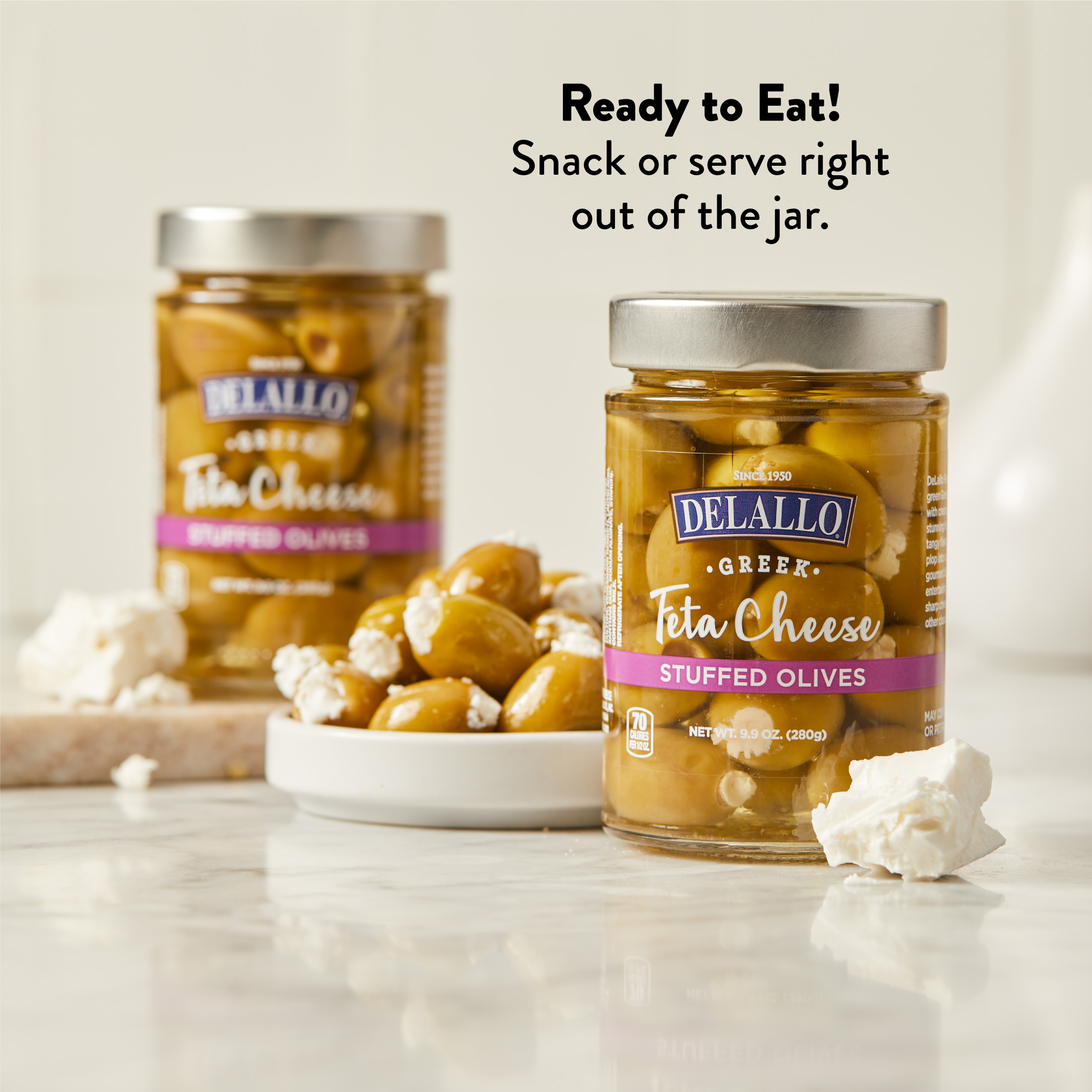 Feta Stuffed Olives (Jar) | DeLallo