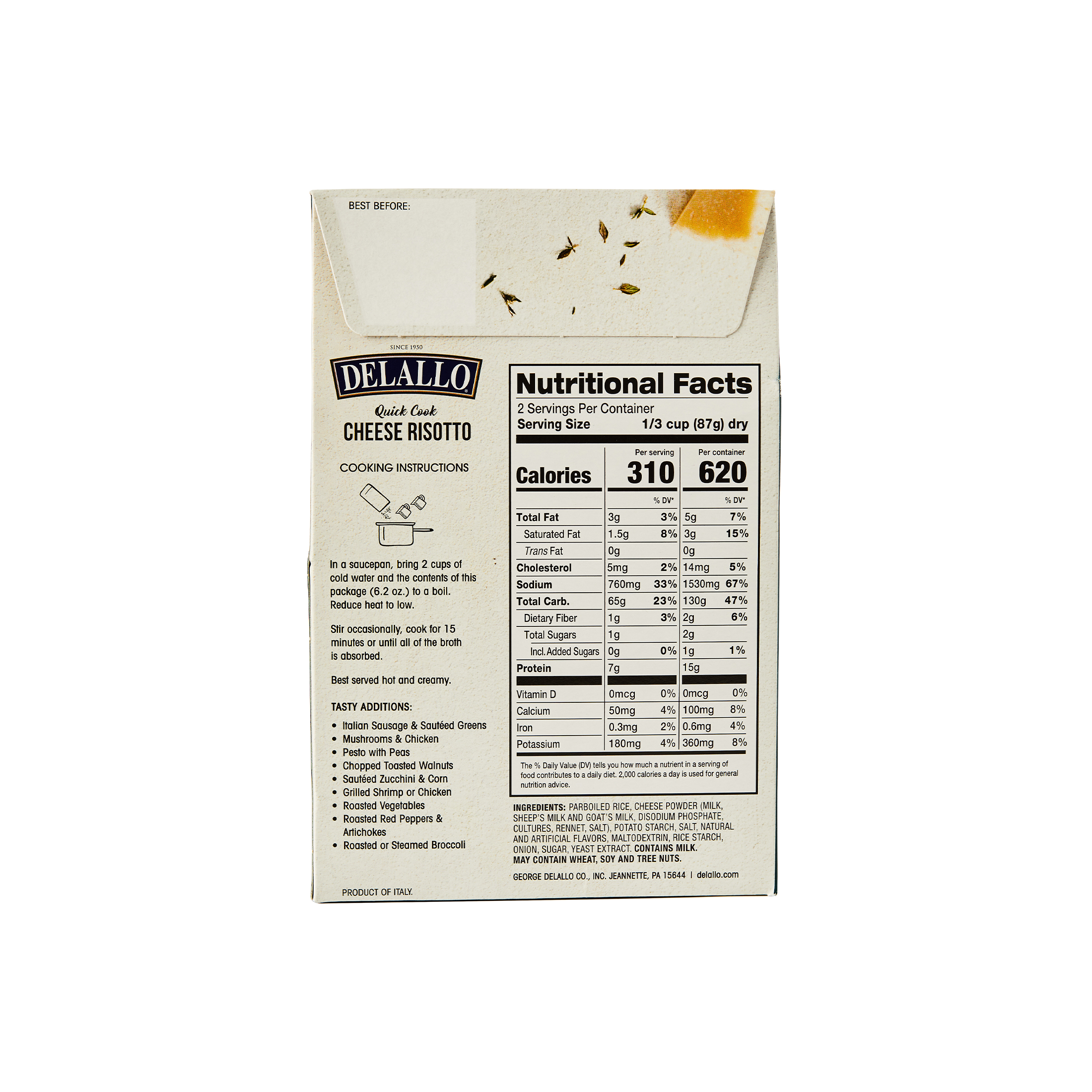 Boxed Cheese Risotto (Quick Cook) | DeLallo