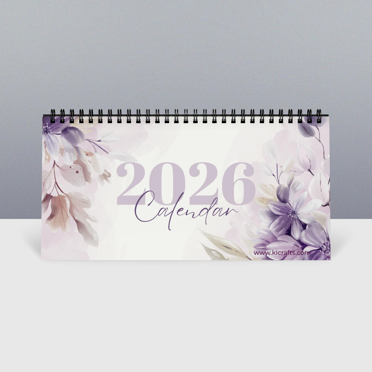 Purple Floral Watercolor Desktop calendar - KiCrafts Handmade Gifts