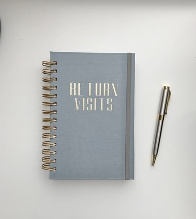 Handmade Gray Return Visit book and Writing Pen Set