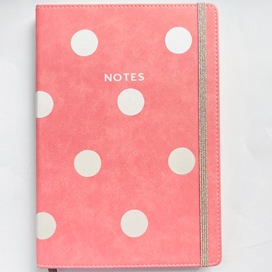 Pink Coral Polka Dot Notebook - KiCrafts Handmade Gifts