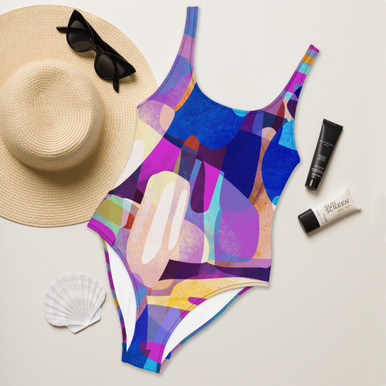 Cool Abstract One-Piece Swimsuit - KiCrafts Handmade Gifts