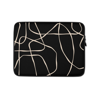 Black and Cream Abstract Laptop Sleeve - KiCrafts Handmade Gifts
