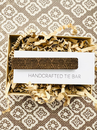 Geometric Diamond Pattern Engraved Walnut Tie Clip