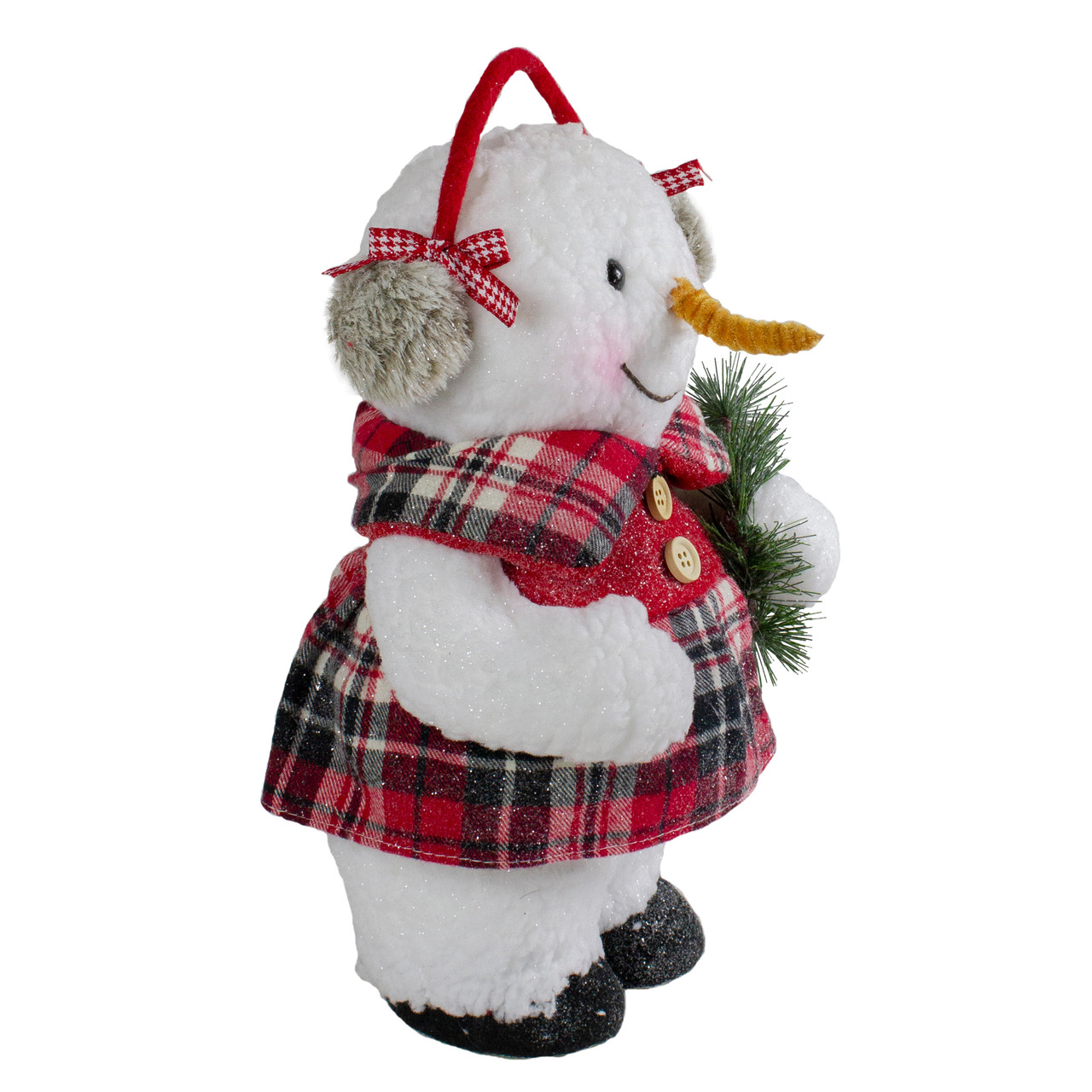 Plush Girl Snowman with Ear Muffs & Wreath Christmas Figure - 12 ...