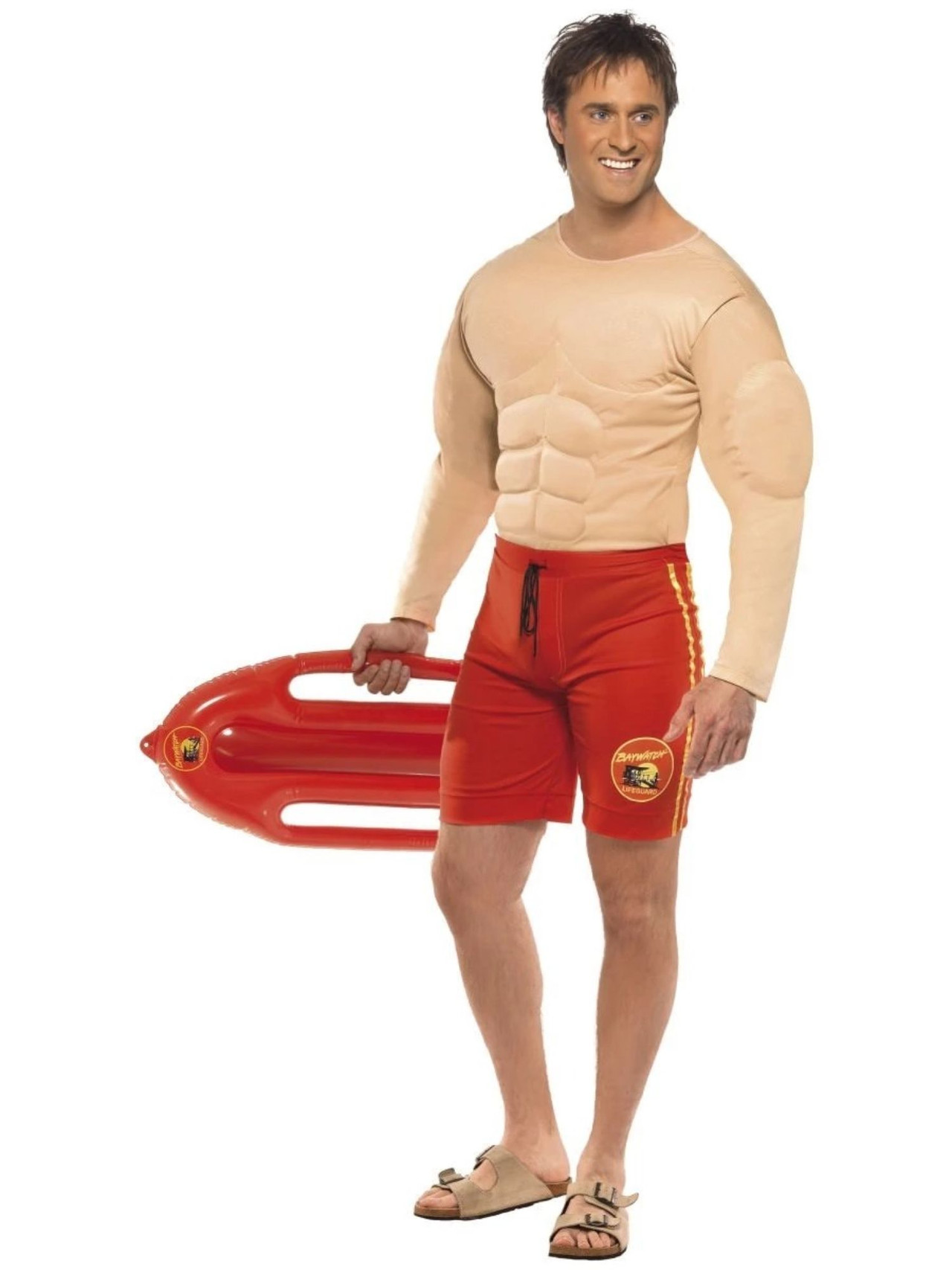 49" Red & Yellow Baywatch Lifeguard Men Adult Halloween Costume - Large ...