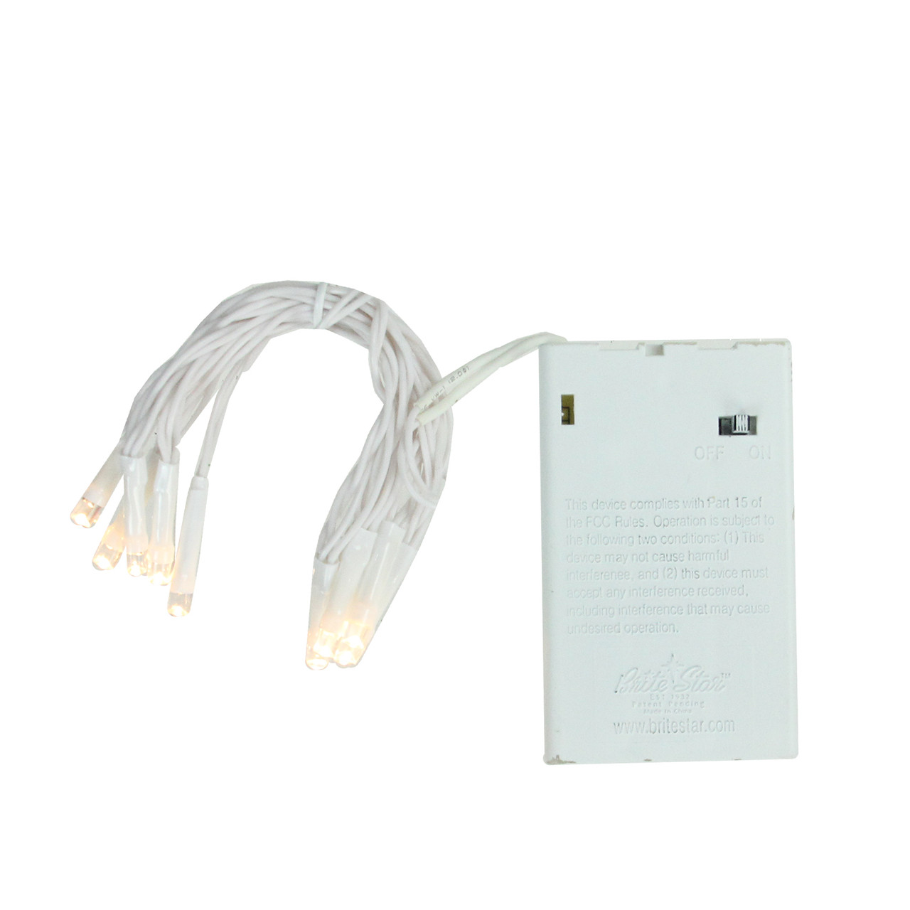 10 Warm White Battery Operated LED Micro Christmas Lights - 4 ft White ...