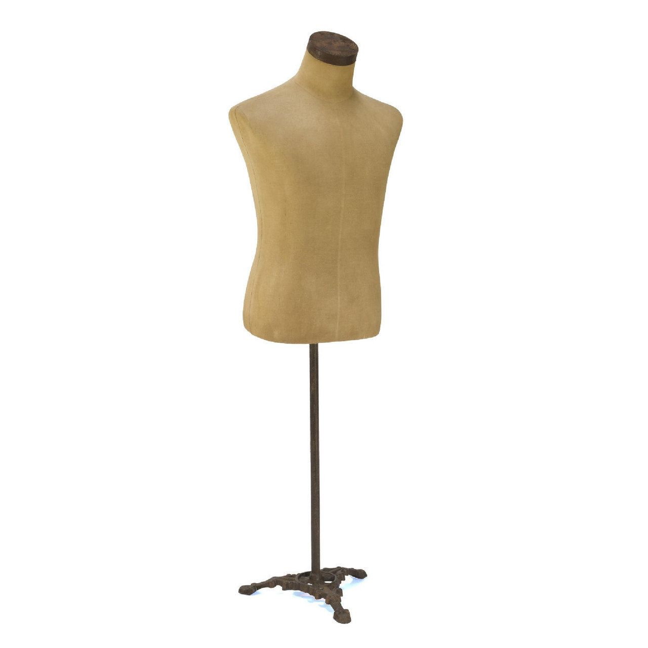 72" Beige & Brown Modern Male Body Form with Cast Iron Pedestal Base ...