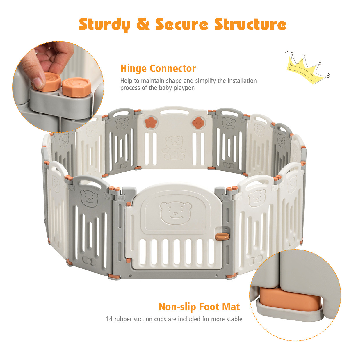 Costway Foldable Baby Playpen 16 Panel Activity Center Safety Play Yard