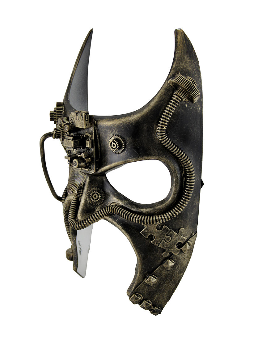 Metallic Steampunk Bat Fantasy Half Face Masquerade Mask