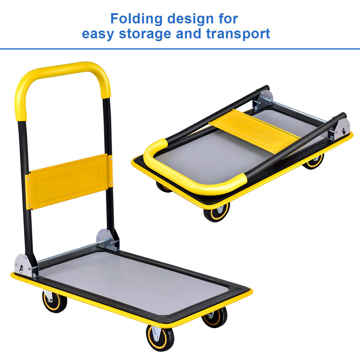 Costway 330lbs Folding Platform Cart Push Hand Truck Moving Warehouse ...