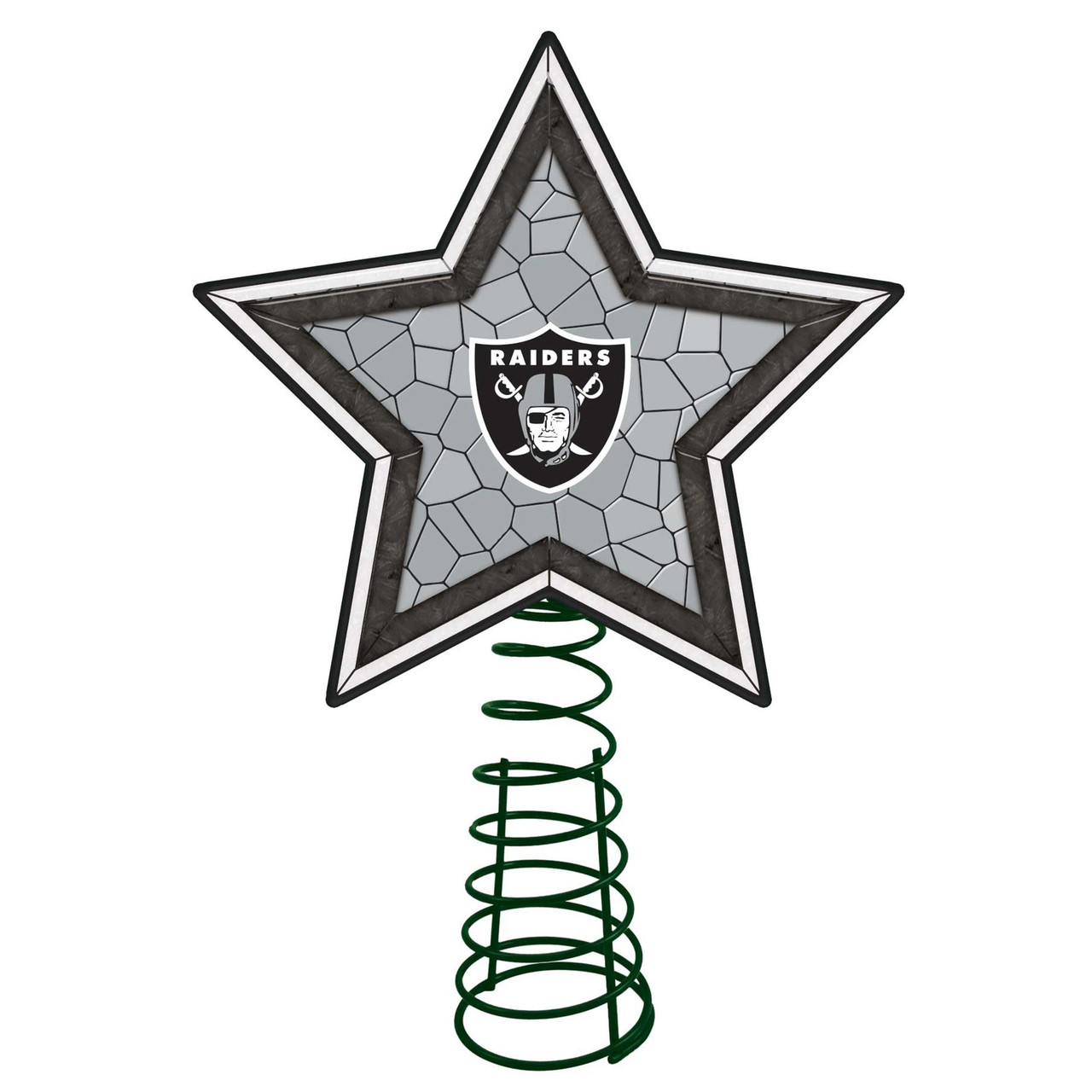 10" Lighted Gray & Black Star NFL Oakland Raiders Mosaic Christmas Tree ...