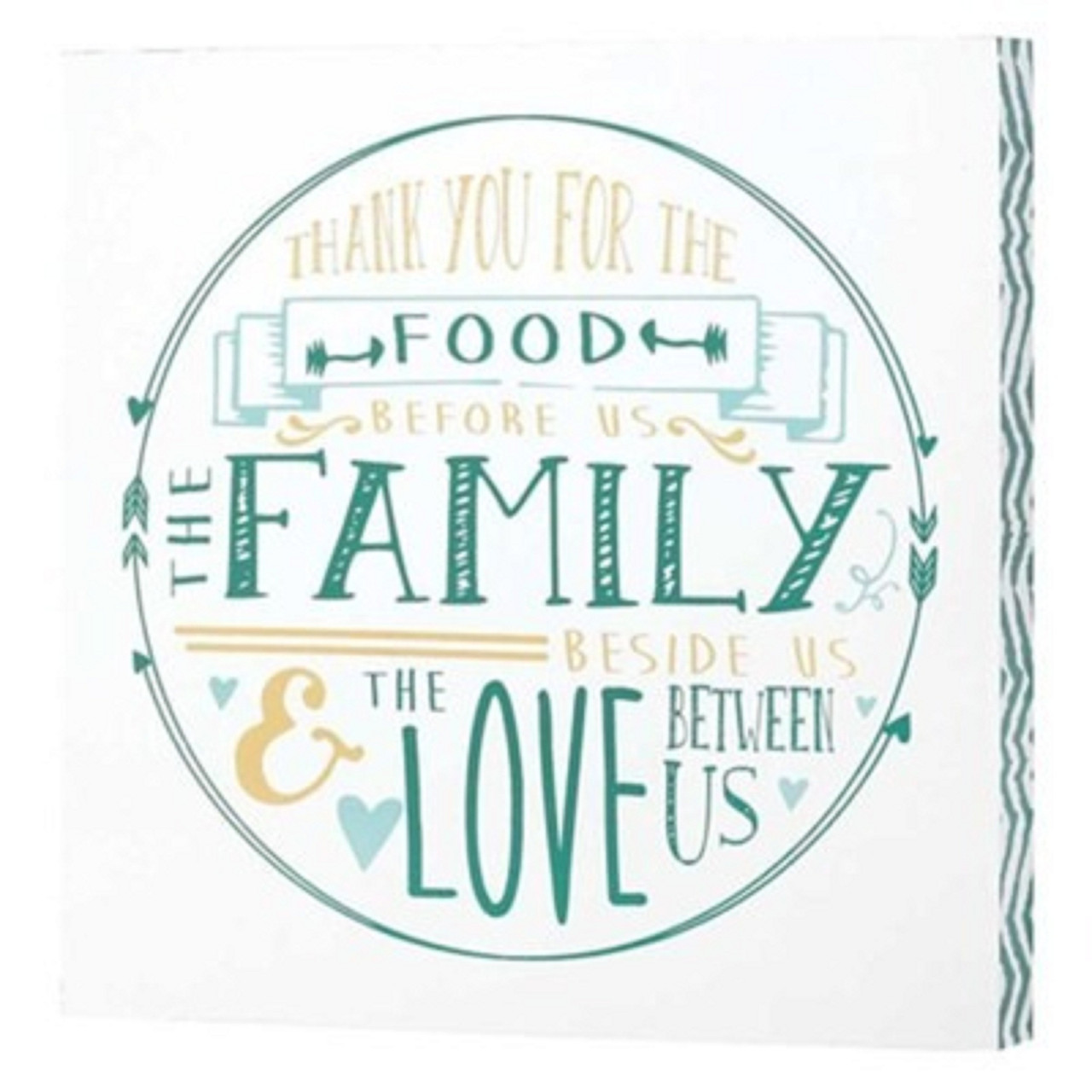 12" White & Blue Square Thank You for the Food Wall Plaque | Christmas