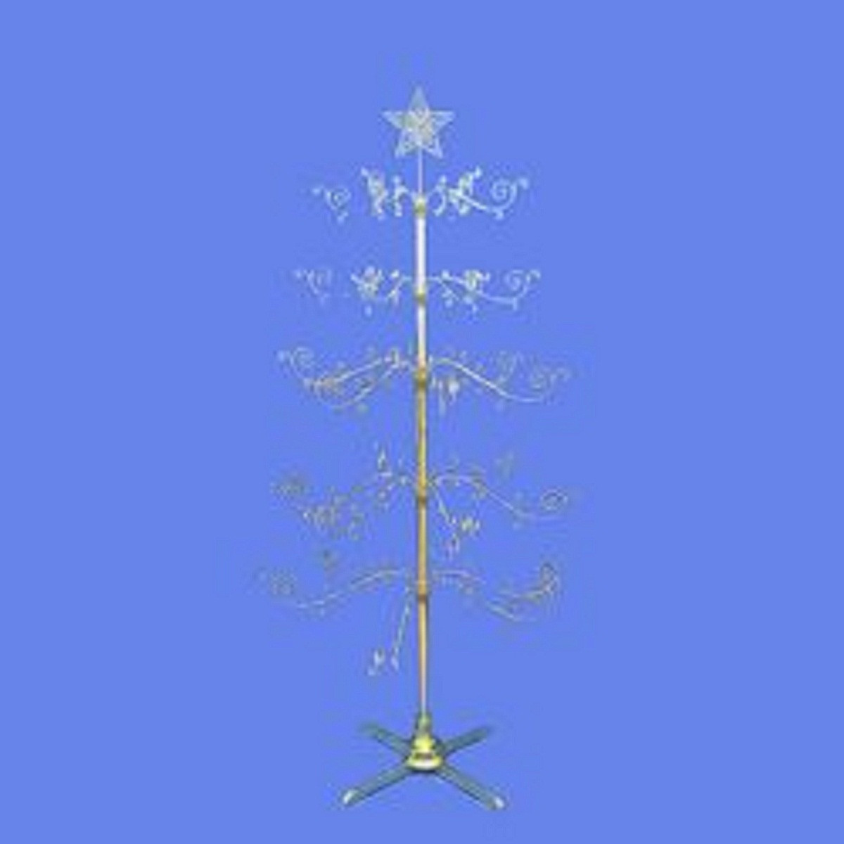 7' Riveting Revolving Gold Metal Ornament Display Tree | Christmas