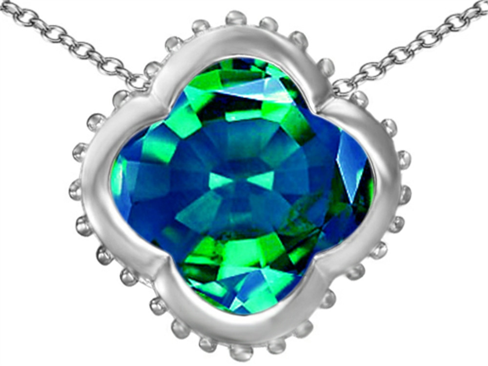 Star K Large Clover Pendant Necklace with 12mm Clover Cut Simulated ...