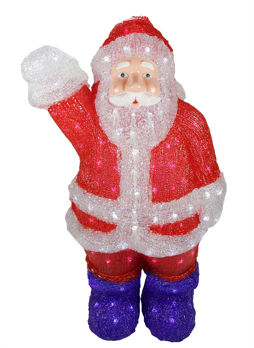 Lighted Waving Santa Claus Commercial Grade Acrylic Christmas Display ...