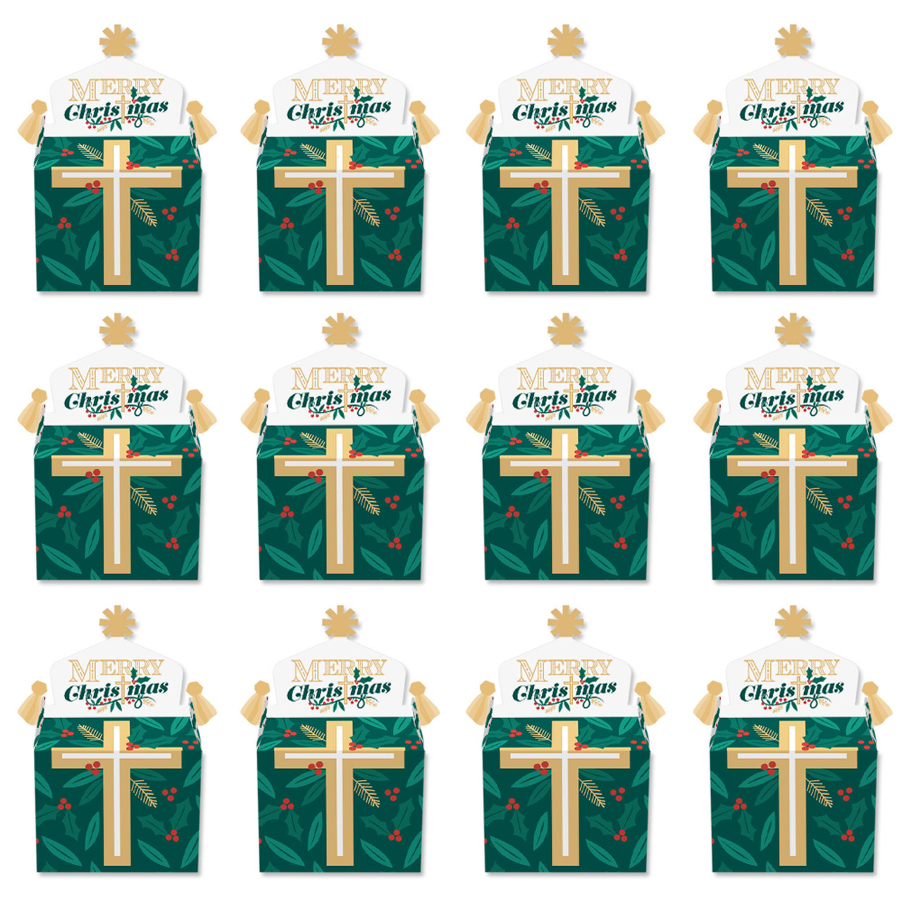 Religious Christmas - Treat Box Party Favors Cross Goodie Gable Boxes ...