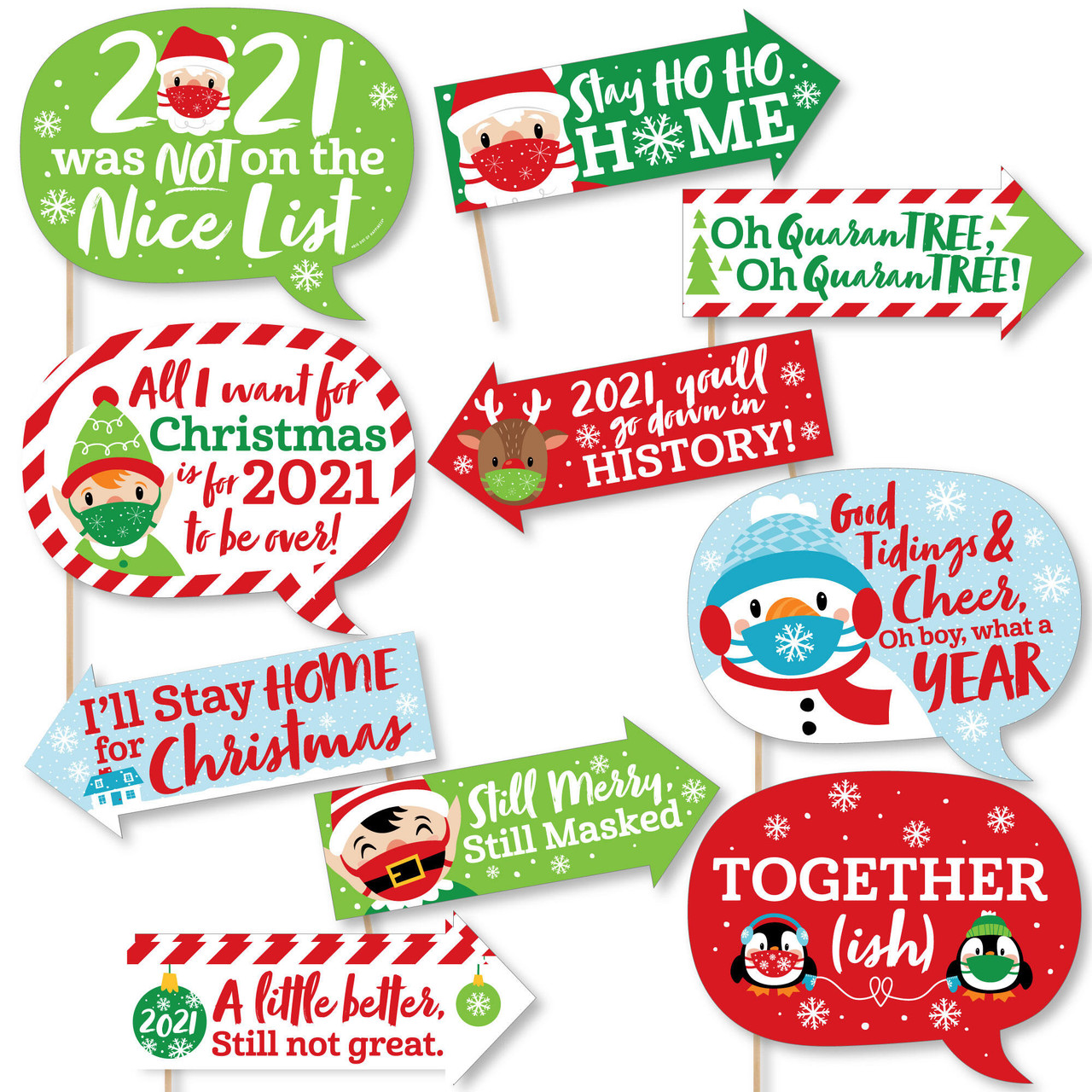Funny Merry Christmask - 2021 Quarantine Christmas Photo Booth Props ...