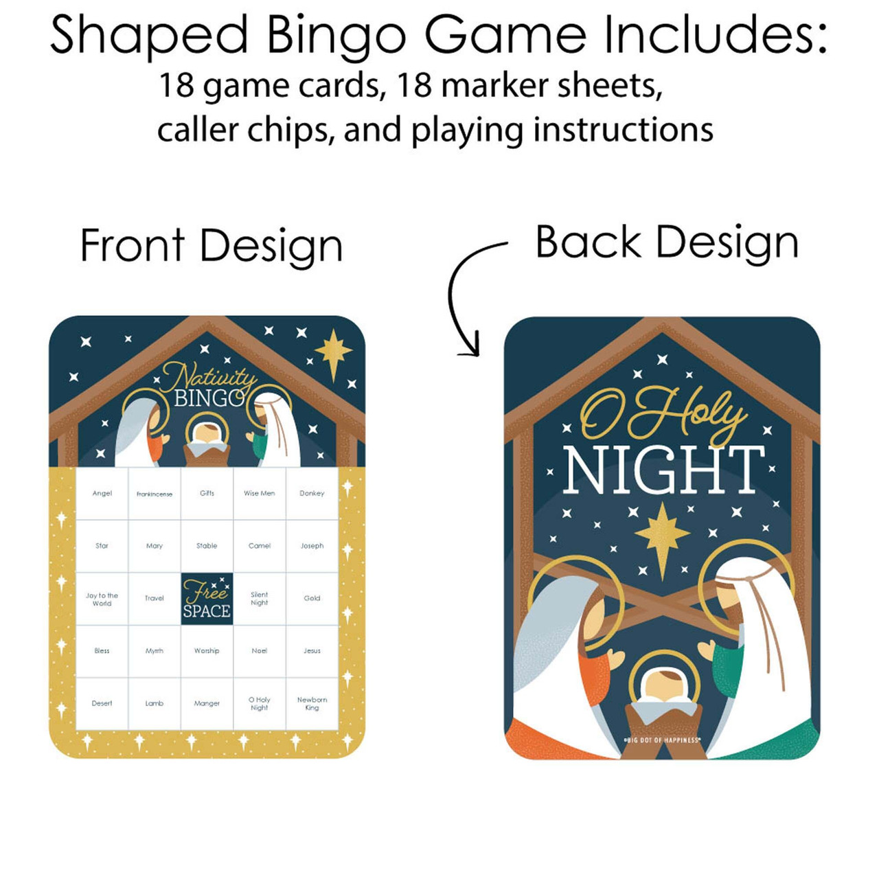 Holy Nativity Bingo Cards & Markers Religious Christmas Shaped Bingo ...
