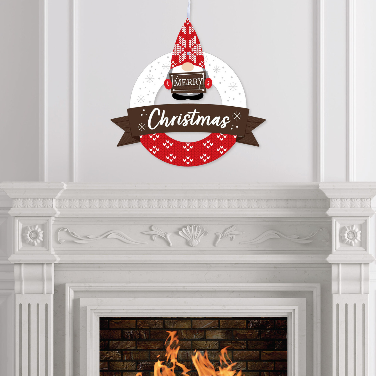 Christmas Gnomes - Outdoor Holiday Party Decor - Front Door Wreath