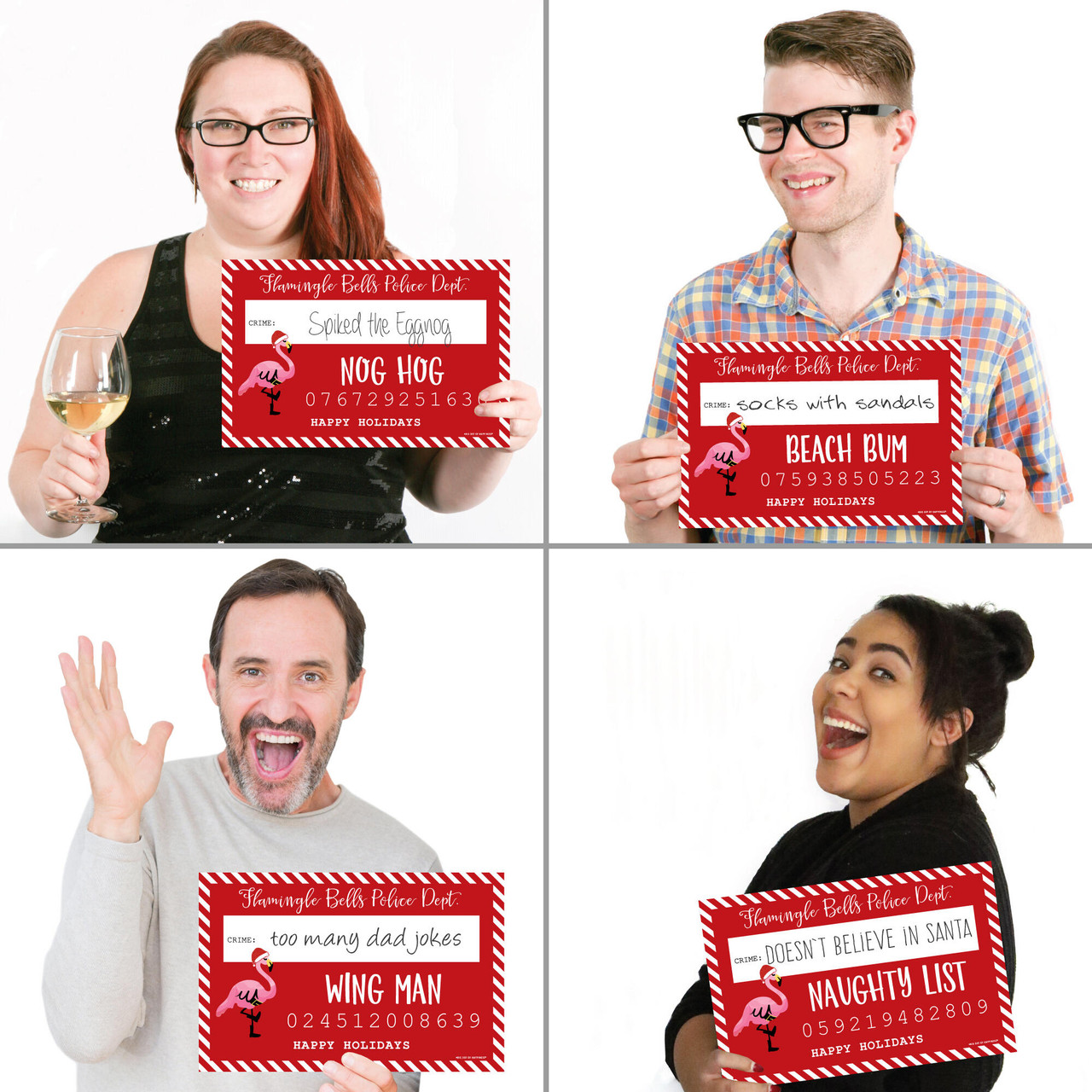 Flamingle Bells Photo Booth Props Flamingo Christmas Party Mugshot ...