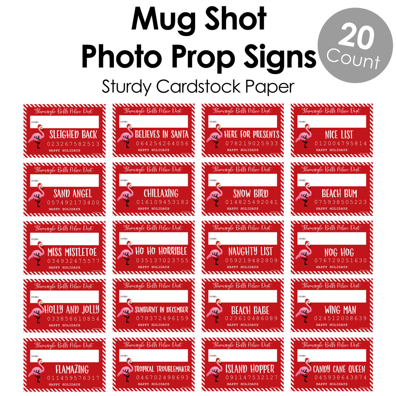 Flamingle Bells Photo Booth Props Flamingo Christmas Party Mugshot ...