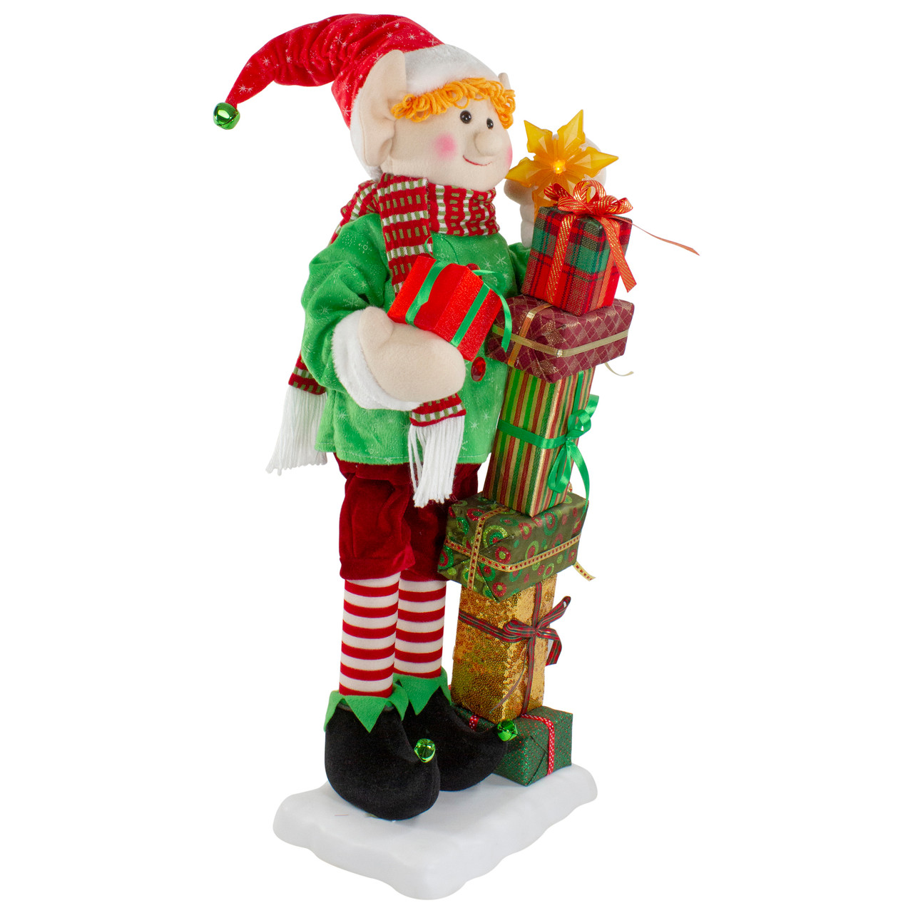 Lighted Animated Musical Santa's Elf with Star & Presents Christmas ...