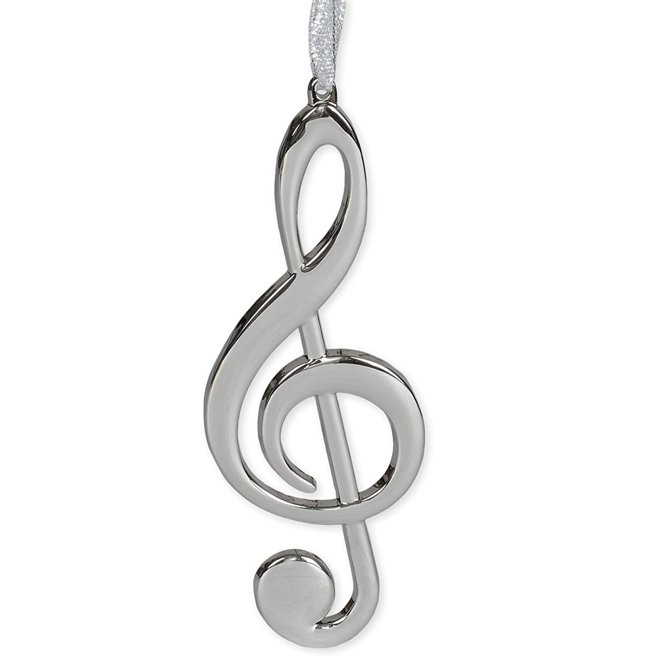 Broadway Gifts Silver Treble Clef Christmas Tree Ornament 5 inches