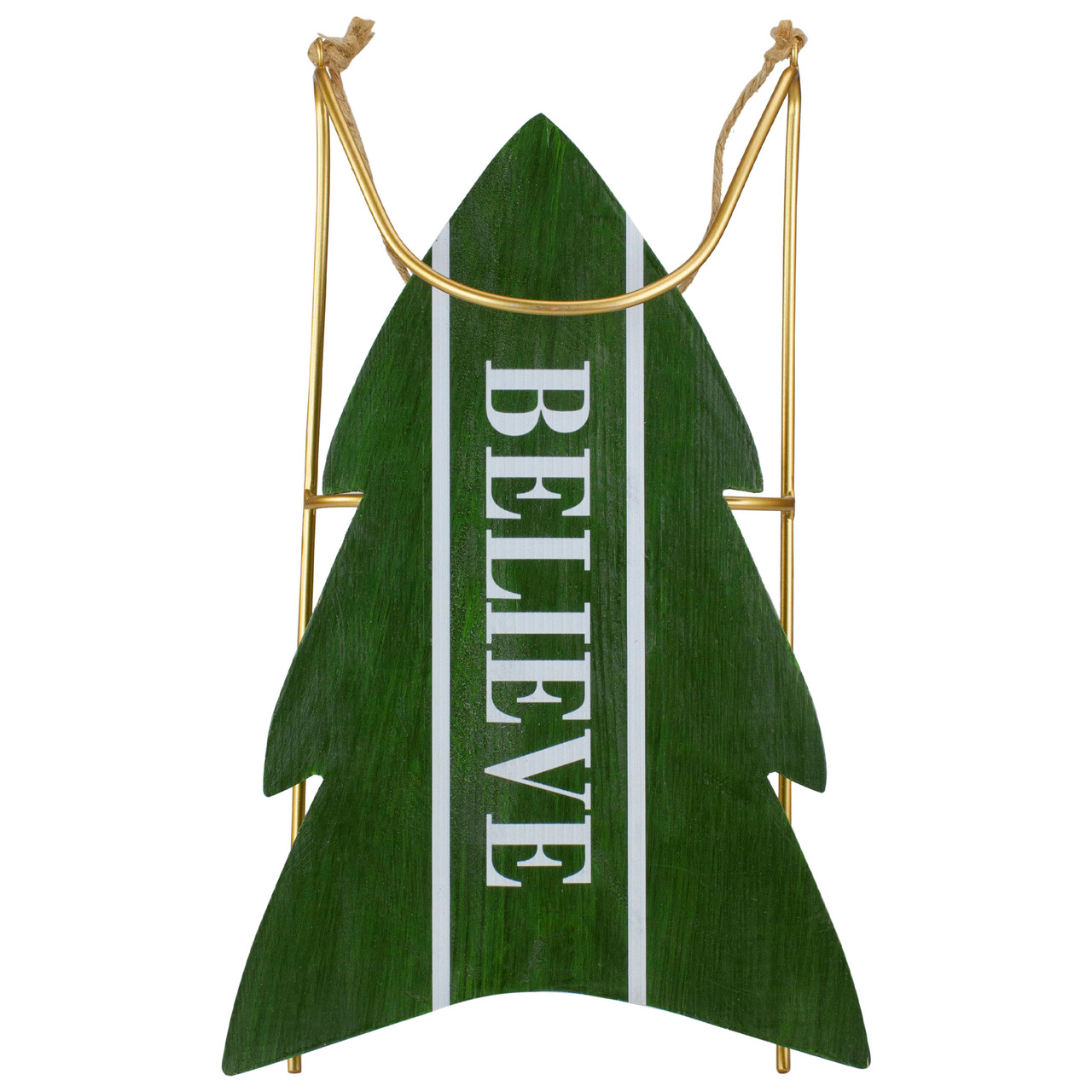 Wooden "Believe" Christmas Snow Sled Decoration - 18.25" - Green ...