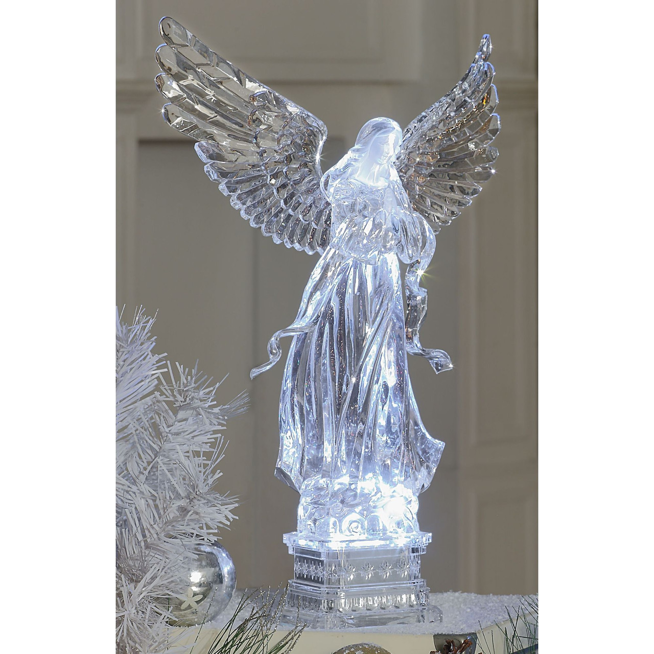 20" Clear Winged Angel Christmas LED Lighted Tabletop Decor | Christmas