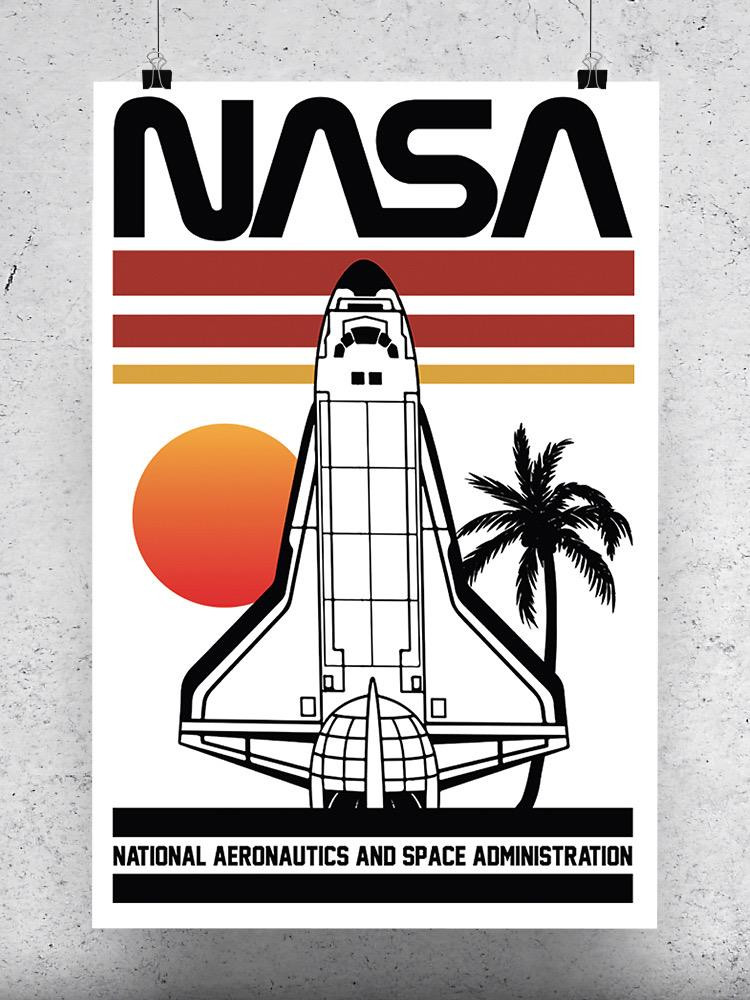 Spacecraft Over Retro Sunset Poster - NASA Designs Size 24"x36"