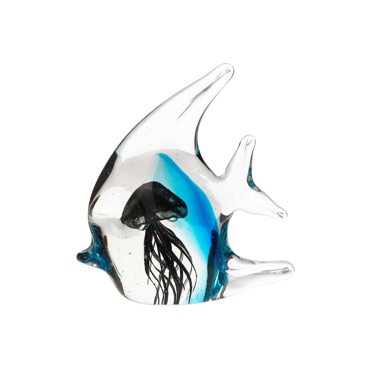 Beachcombers Angel Fish with Jellyfish Glass Art Display Figurine 5 Inch