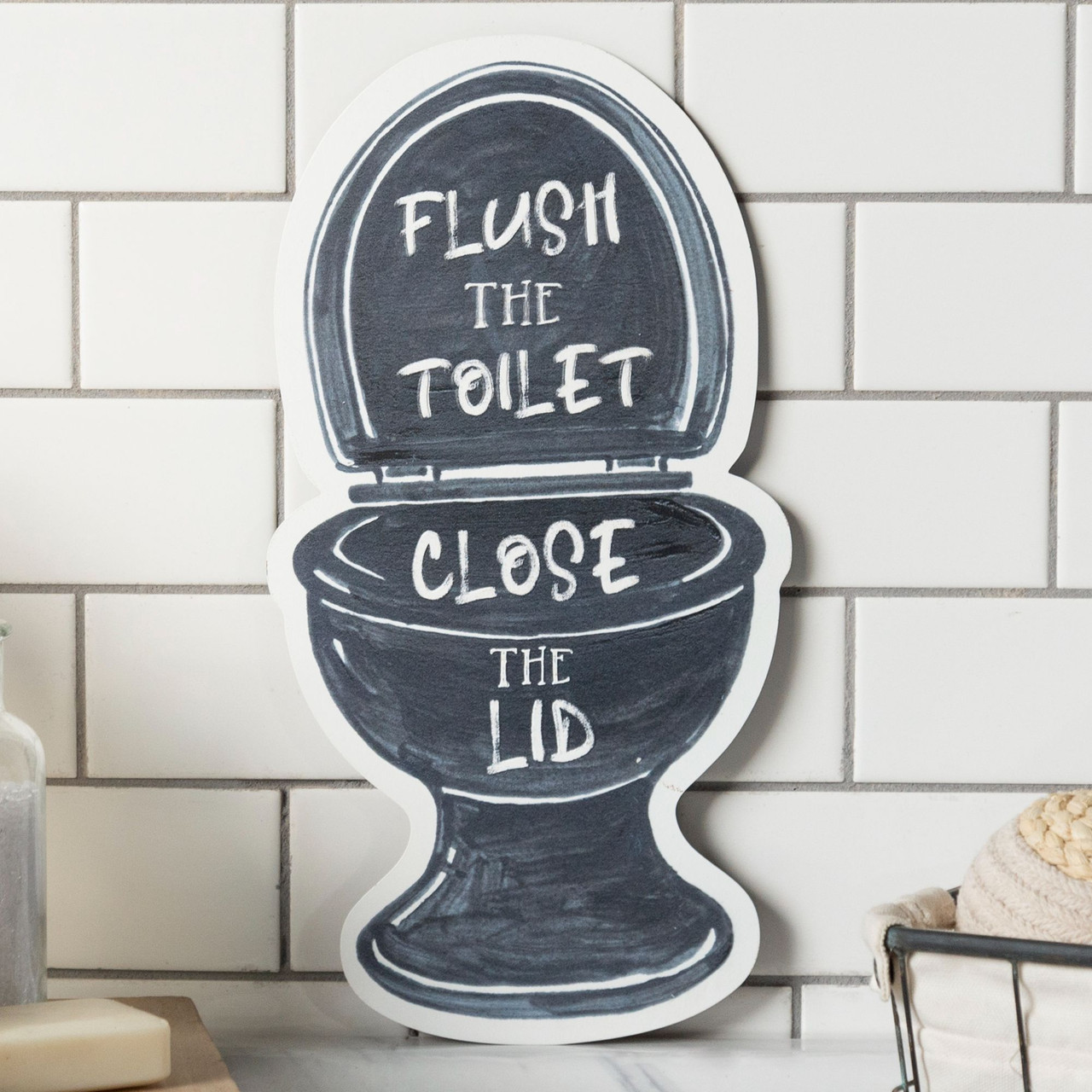 16" Black & White Antique "Flush" Wall Sign | Christmas