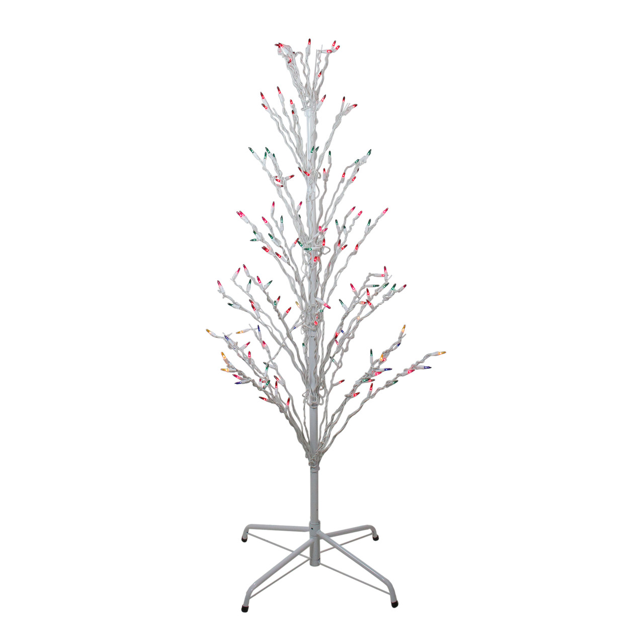 4' White Lighted Christmas Cascade Twig Tree Outdoor Decoration ...
