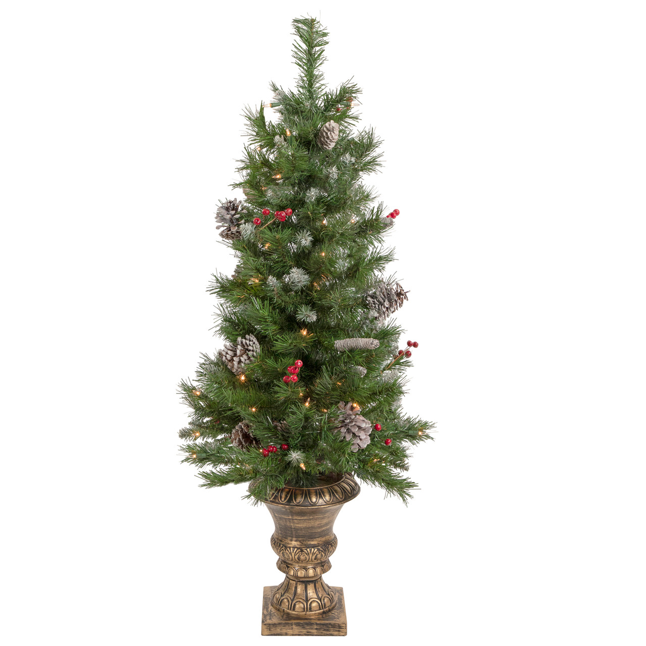 Pre-Lit Battery Operated Frosted Verona Berry Pine Artificial Christmas ...