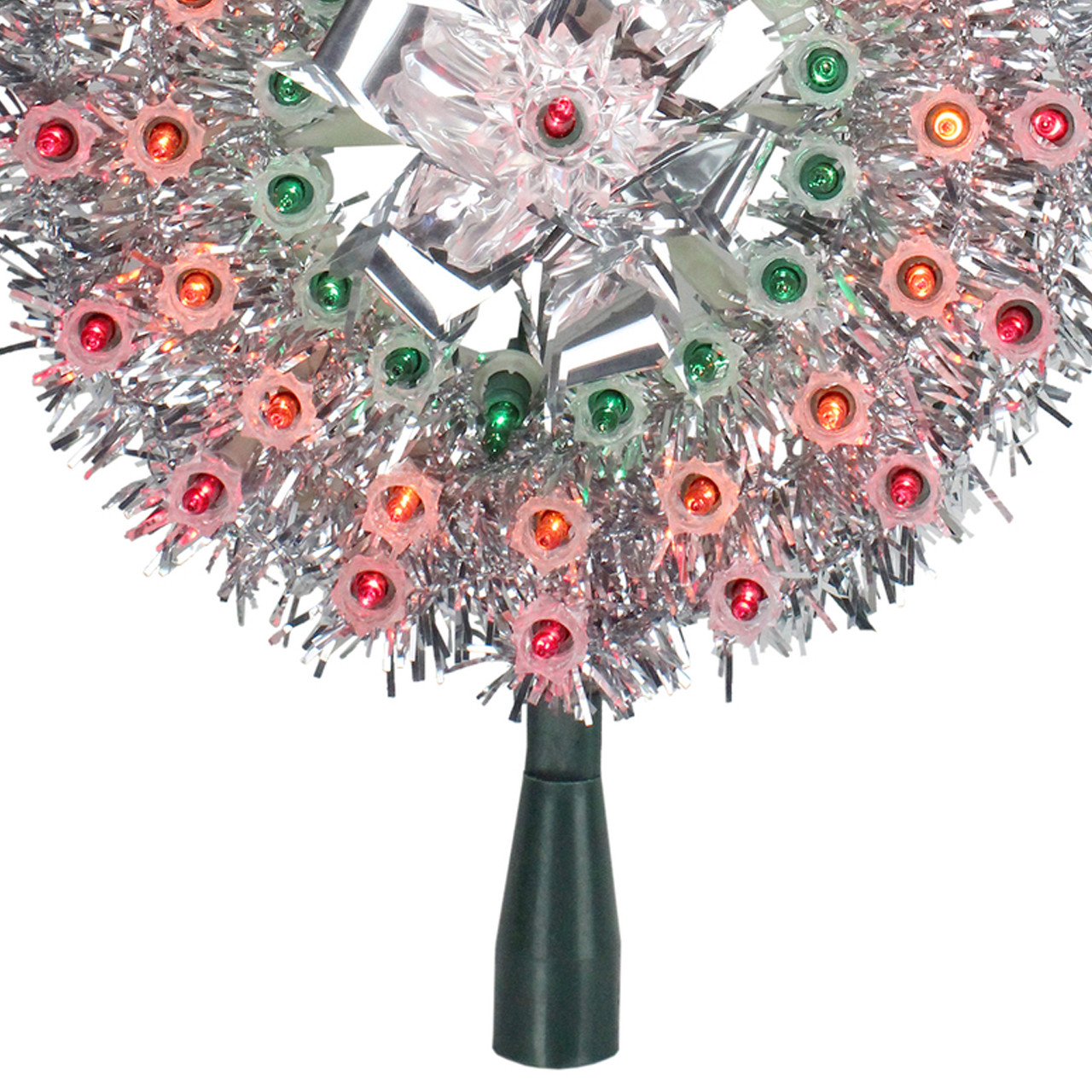 8" Pre-Lit Silver Starburst Christmas Tree Topper - Multicolor Lights ...