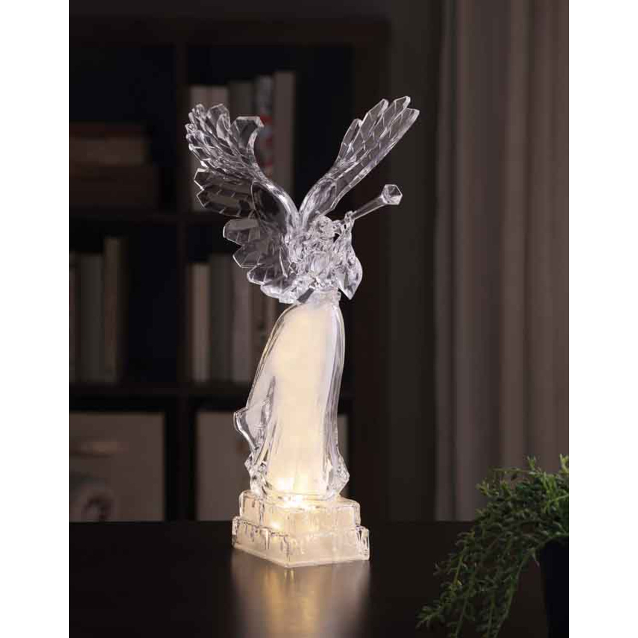 Set of 2 Clear & Gold Trumpeter Angel Tabletop Figurine | Christmas