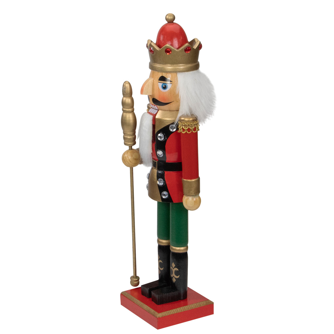 14" Red & Gold Wooden Christmas Nutcracker King with Scepter | Christmas