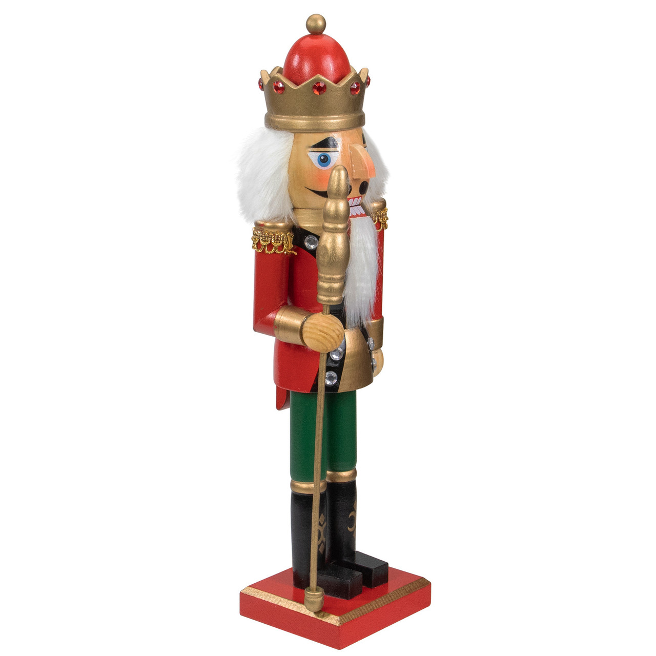 14" Red & Gold Wooden Christmas Nutcracker King with Scepter | Christmas
