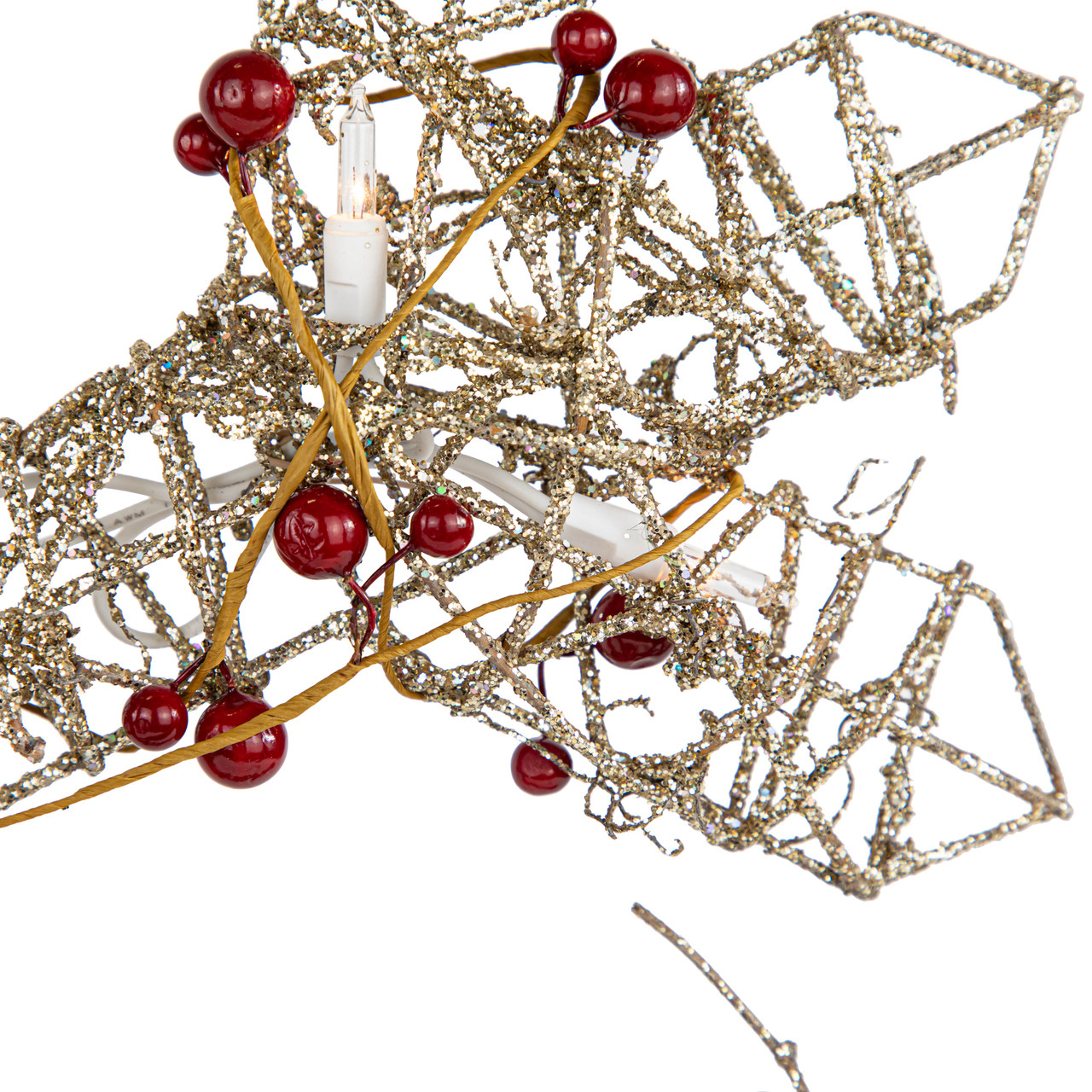 19" Lighted Silver Glittered Berry Rattan Snowflake Christmas Window ...