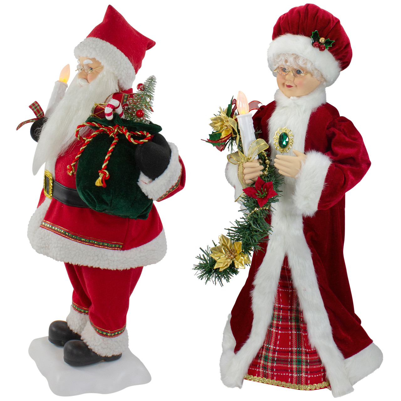 24" Animated Musical Santa Claus & Mrs. Claus Christmas Figures | Christmas