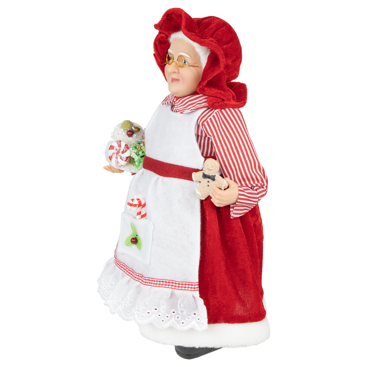 16" Chef Mrs Claus with Cake & Gingerbread Man Christmas Figure | Christmas
