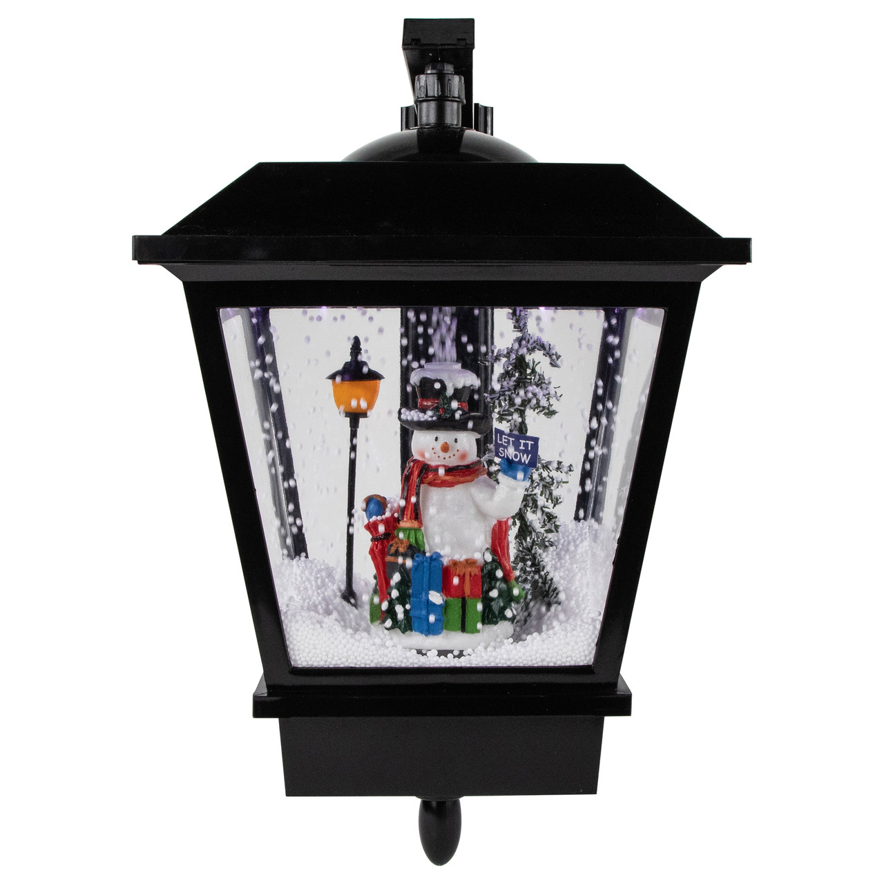 17.75" Lighted & Musical Wall Mounted Snowing Christmas Street Lamp ...
