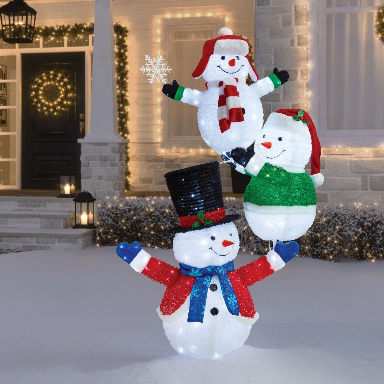 Member's Mark 72" Pre-Lit Pop-Up Stacked Snowman Family