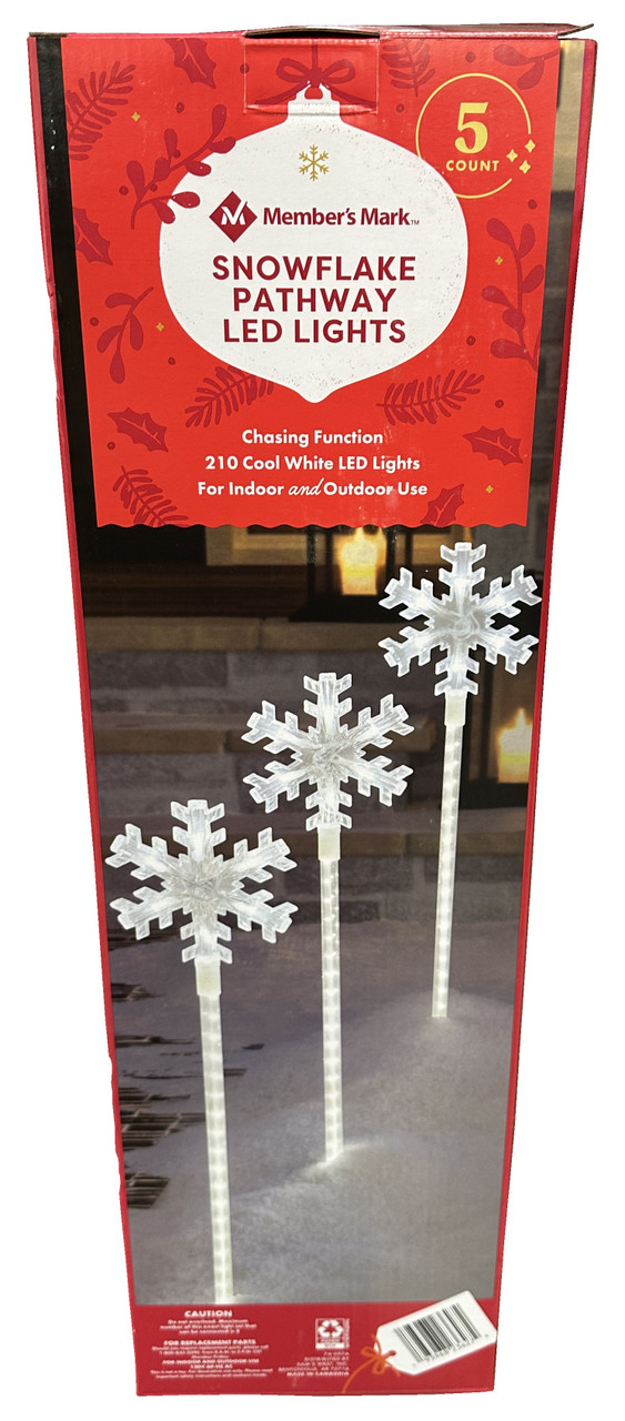 Member's Mark Snowflake Pathway LED Lights, 5 Count (Cool White)