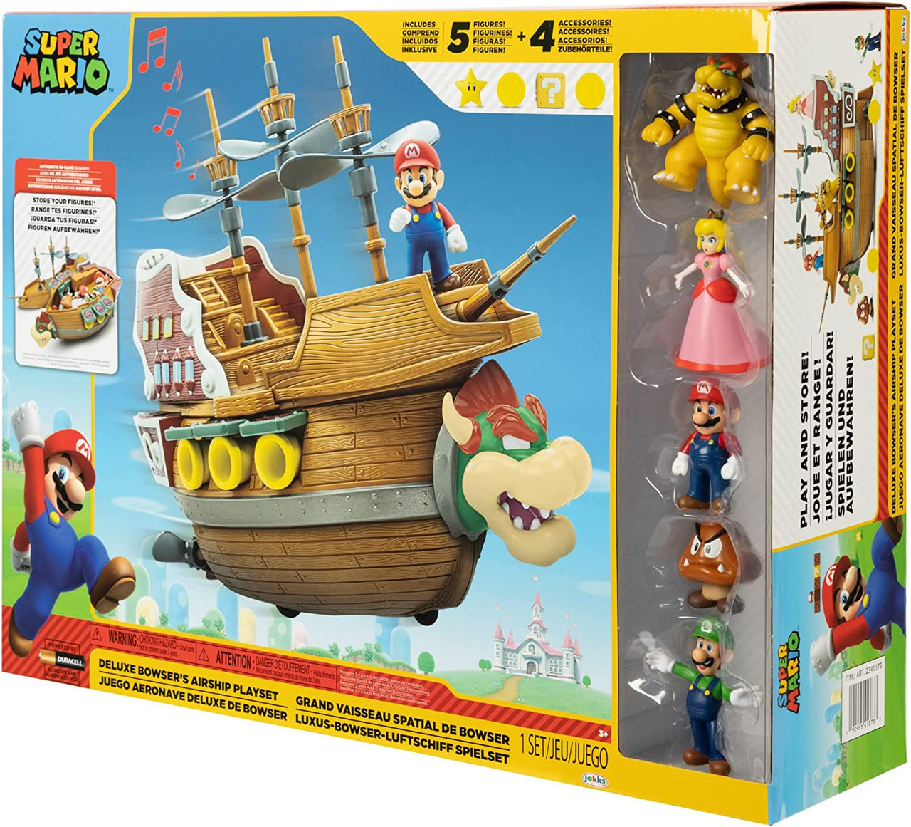 Nintendo Super Mario Deluxe Playset - Bowser Ship - Includes 5 Figures